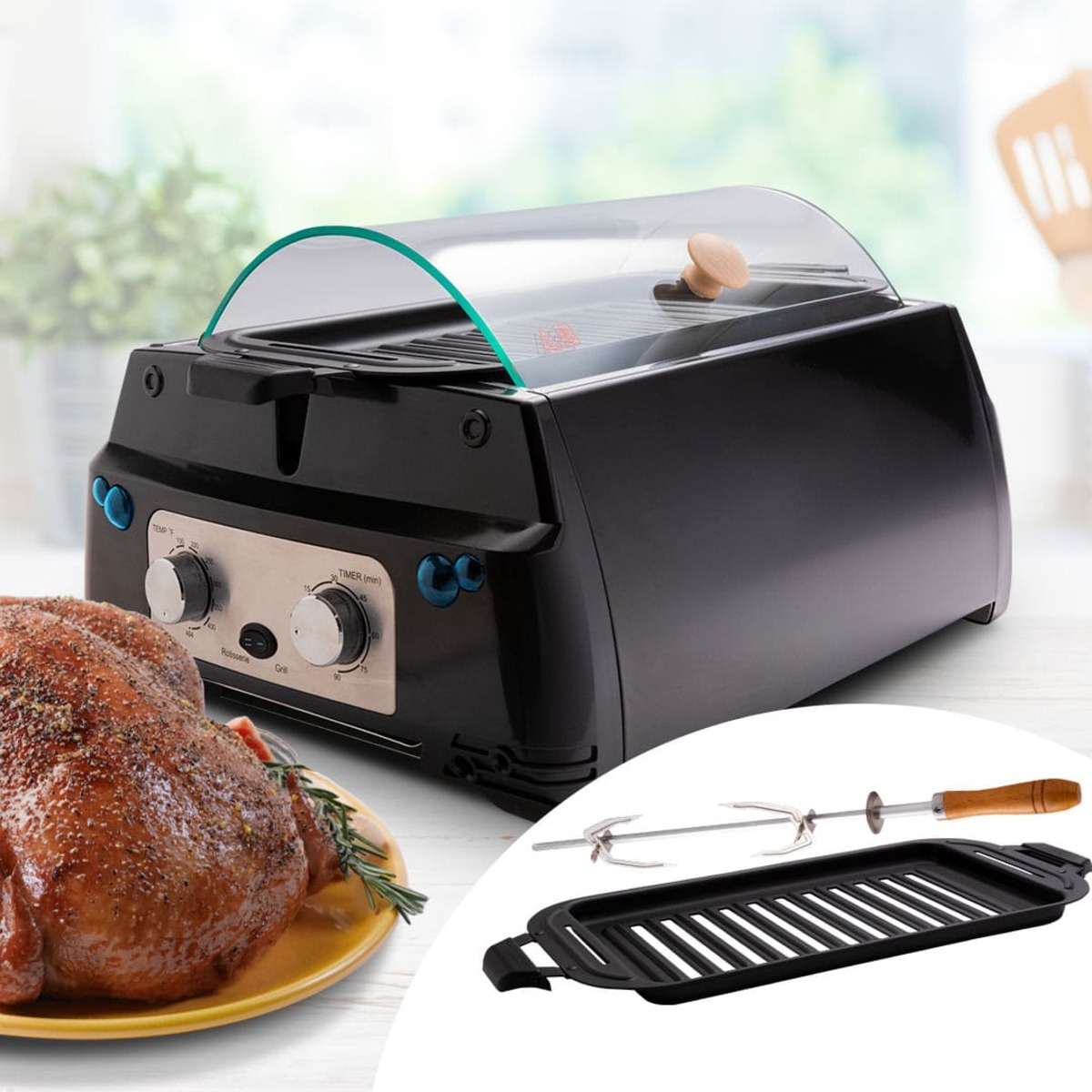 Livington Rotisserie Chef Indoor-Drehgrill und Tischgrill-Kombination ...