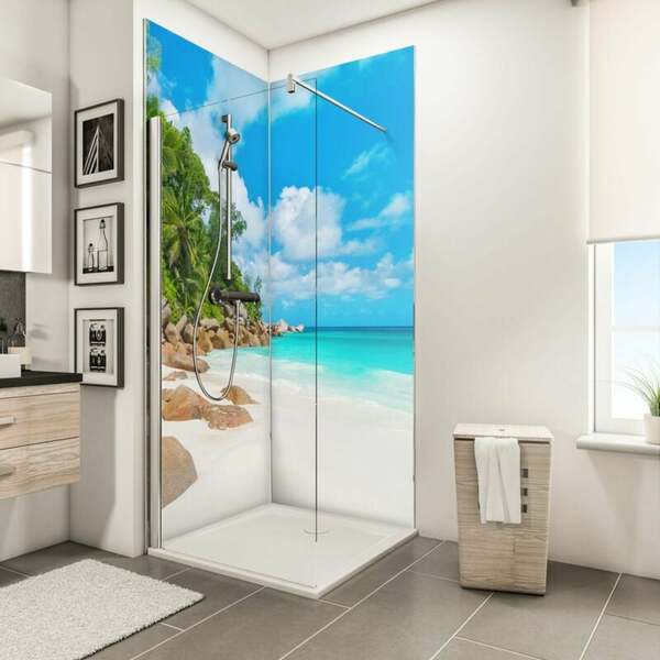 Schulte - Duschrückwand Set über Eck, Bucht Seychellen, 2 x 90x210 cm ...