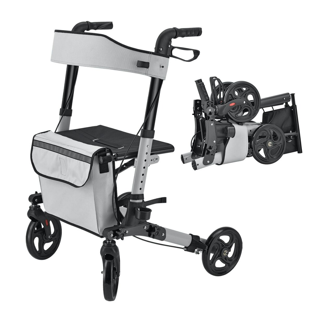 Juskys Rollator Vital faltbar, leicht & höhenverstellbar aus Aluminium ...