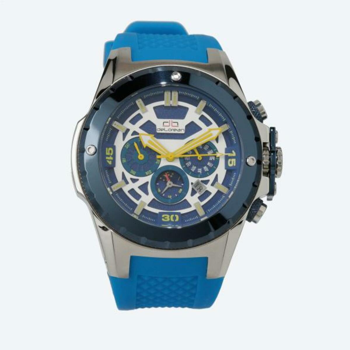 DeLorean Herren-Automatikuhr "Open Wheel" blau ansehen!