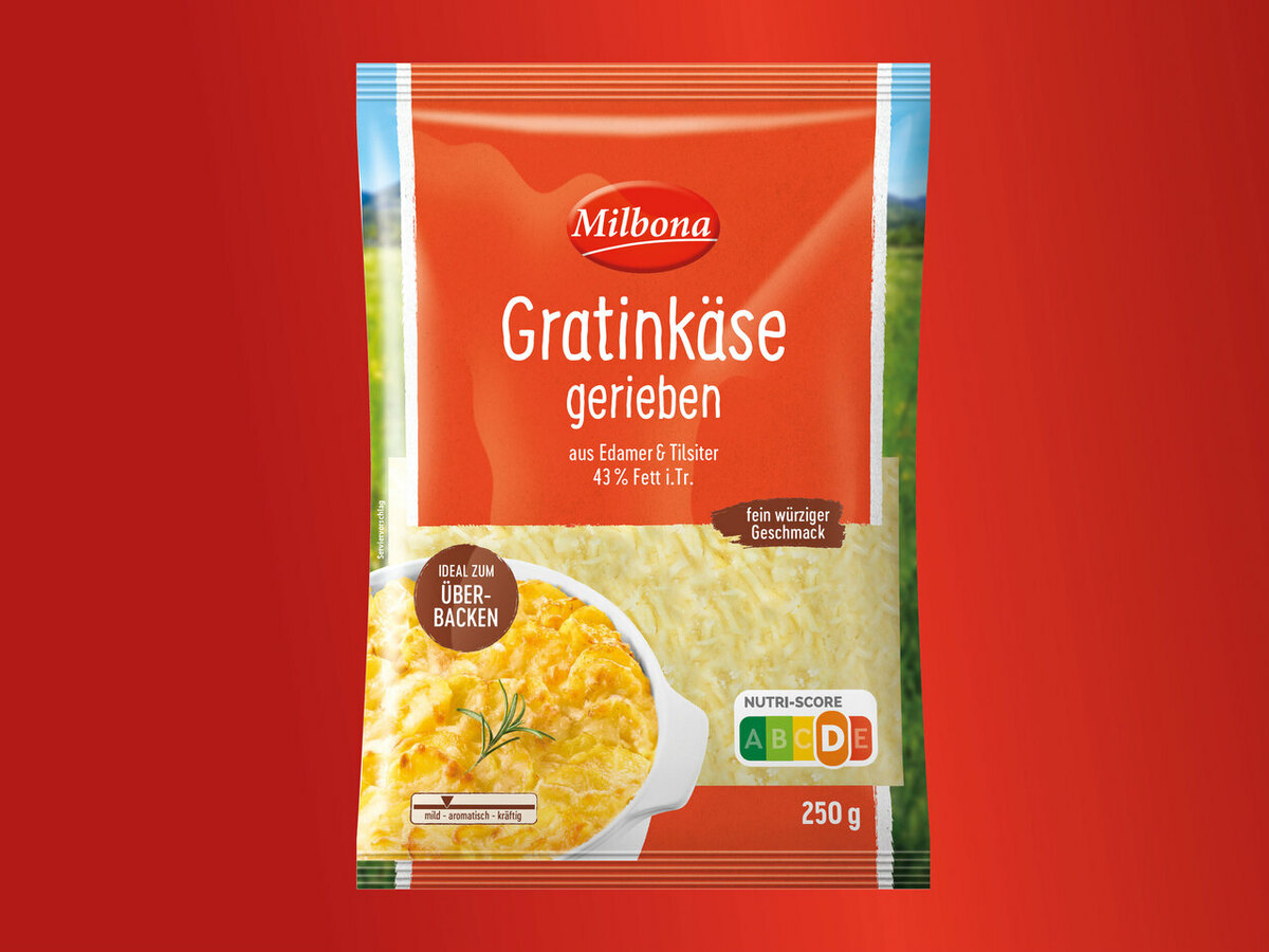 Milbona Gratinkäse, gerieben von Lidl ansehen!