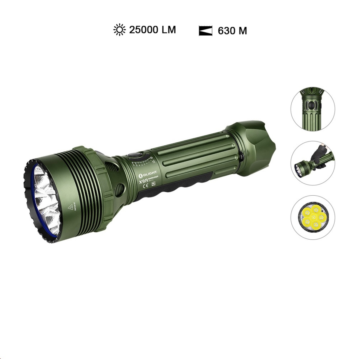 Olight X9R Marauder Leistungsstarke Taschenlampe OD Green ansehen!