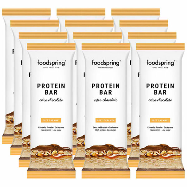 Foodspring Protein Bar Extra Chocolate Soft Caramel, 12er Pack von ...
