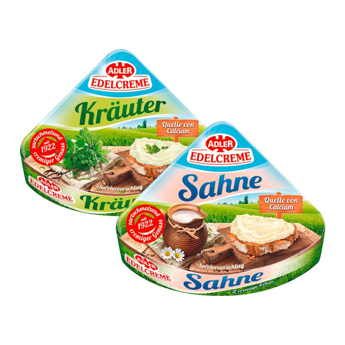 ADLER EDELCREME SAHNE Schmelzkäse, 60 % Fett i. Tr., je 100-g-Pckg ...