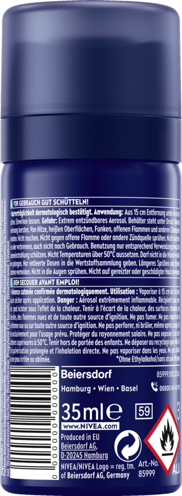 NIVEA Deo Spray Dry Active Mini Anti-Transpirant Reisegröße von ...