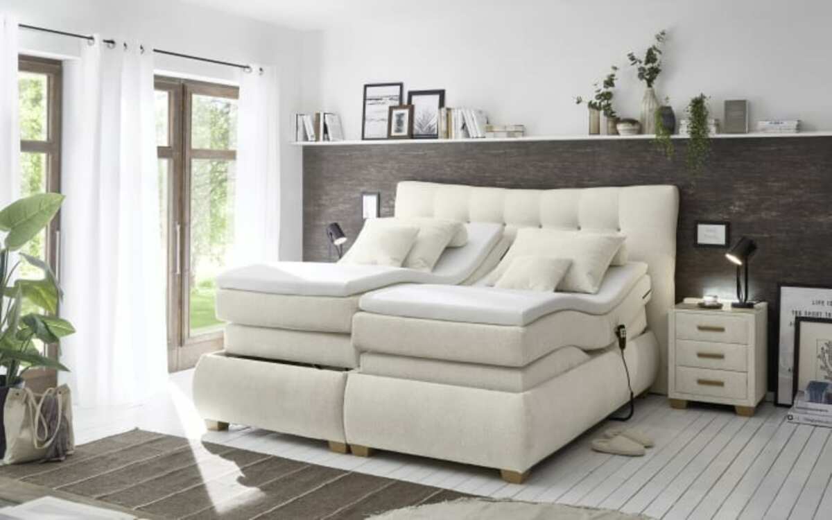 Motor-Boxspringbett Sheffield, cream, Liegefläche 180 x 200 cm von ...