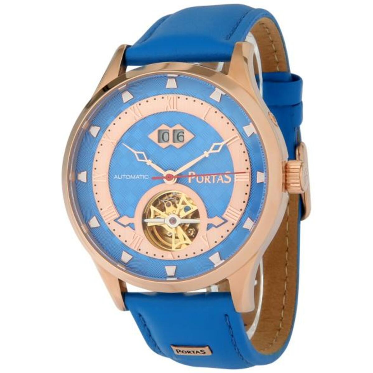 PortaS Herren-Automatikuhr "Meißen", blau-rosé ansehen!