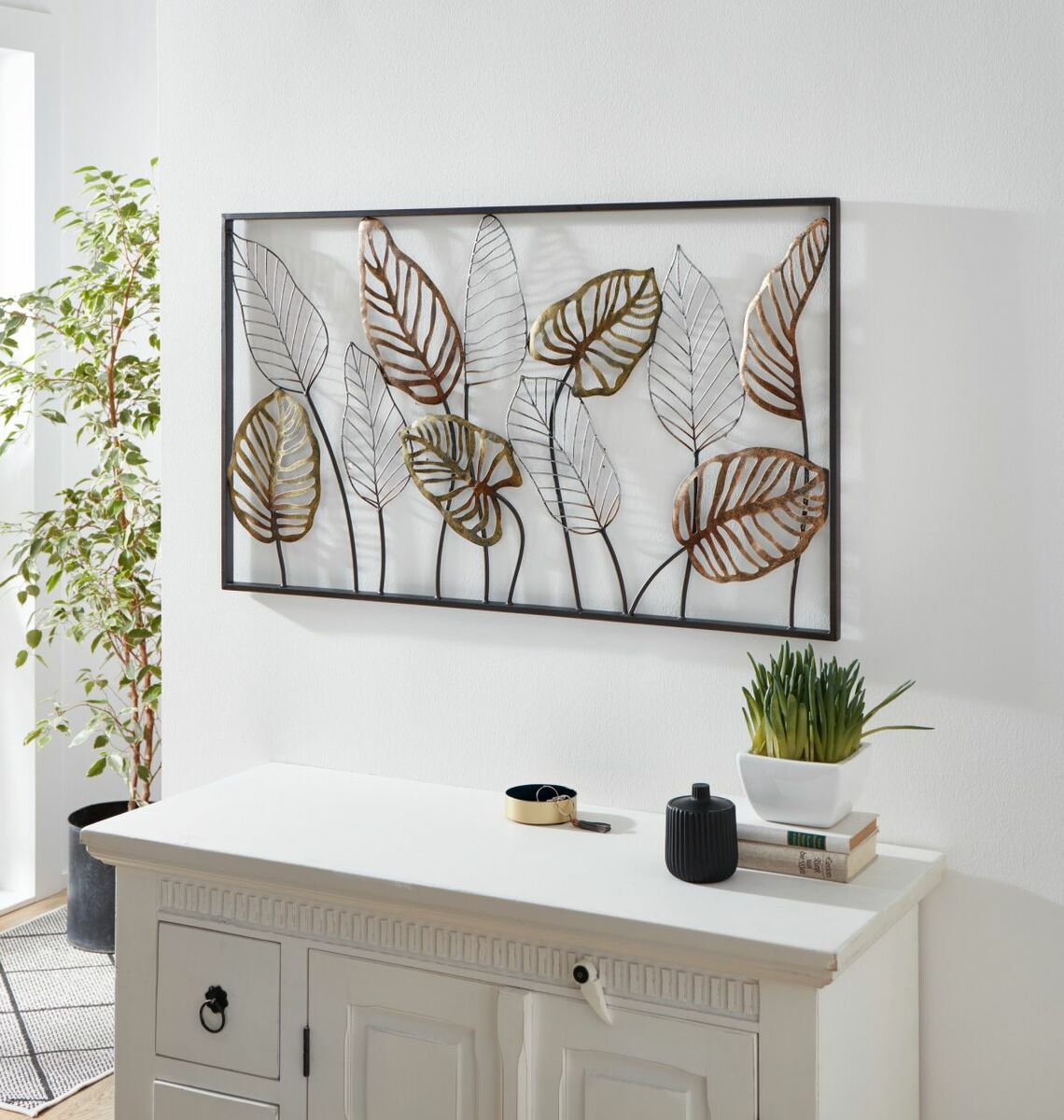 HomeLiving Bild "Blätter" Wand Dekoration, Wand Bild, Blickfang ...