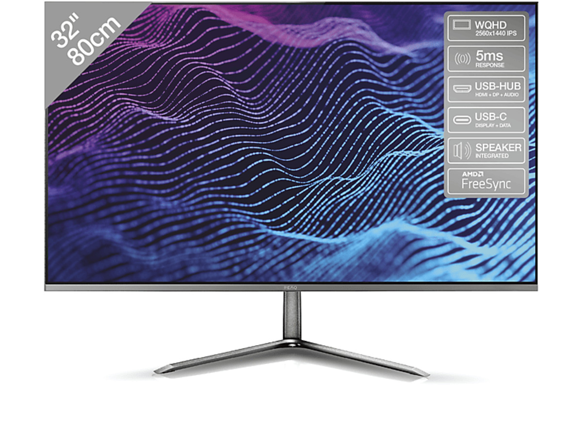 PEAQ PMO S322-IQSC 32 Zoll WQHD Monitor (5 ms Reaktionszeit, 75 Hz) von ...