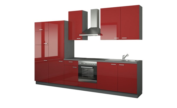Küchenzeile mit Elektrogeräten rot Maße (cm): B: 340 Küchen von Möbel ...