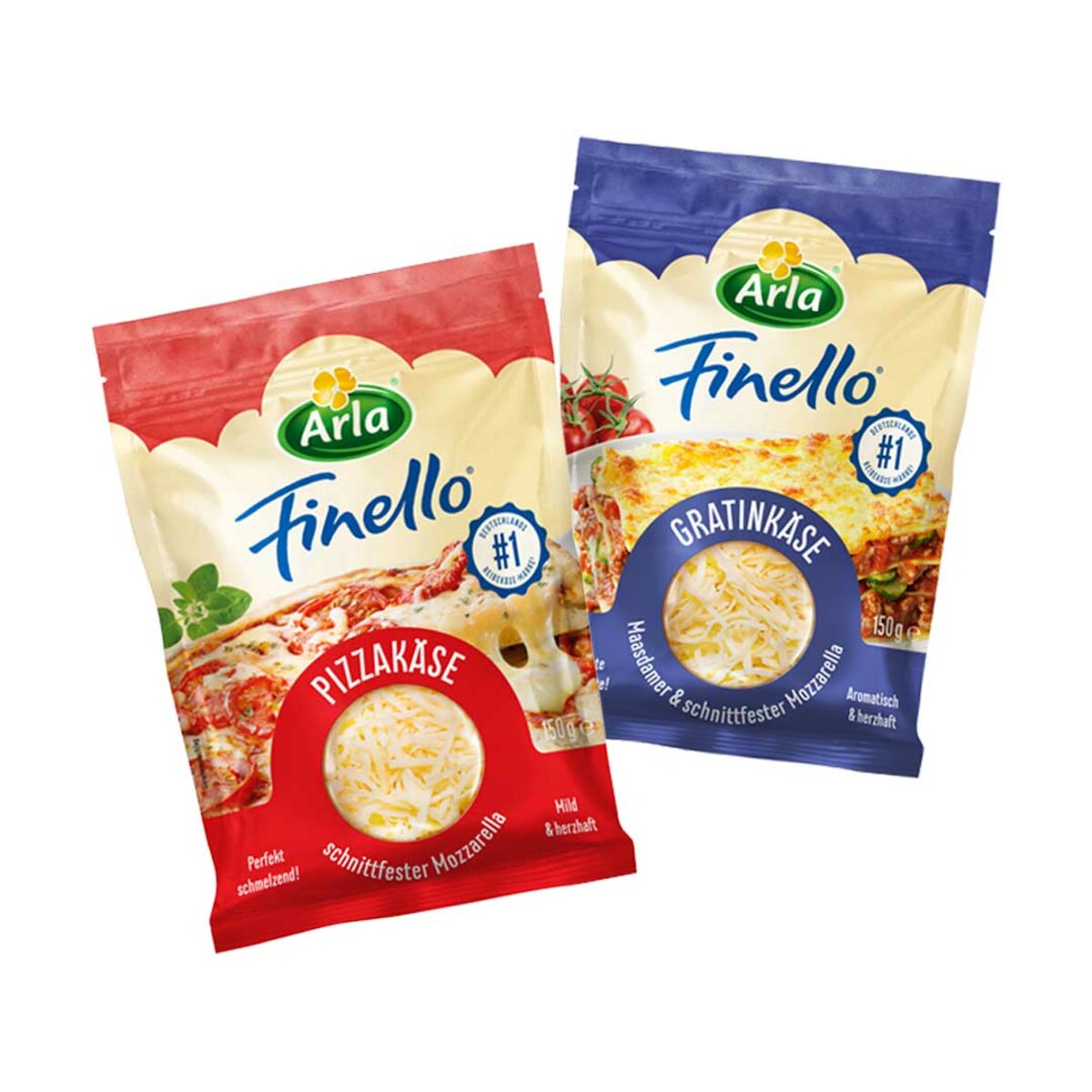 ARLA FINELLO PIZZAKÄSE dän. Reibekäse, und weitere Sorten, je 150-g ...