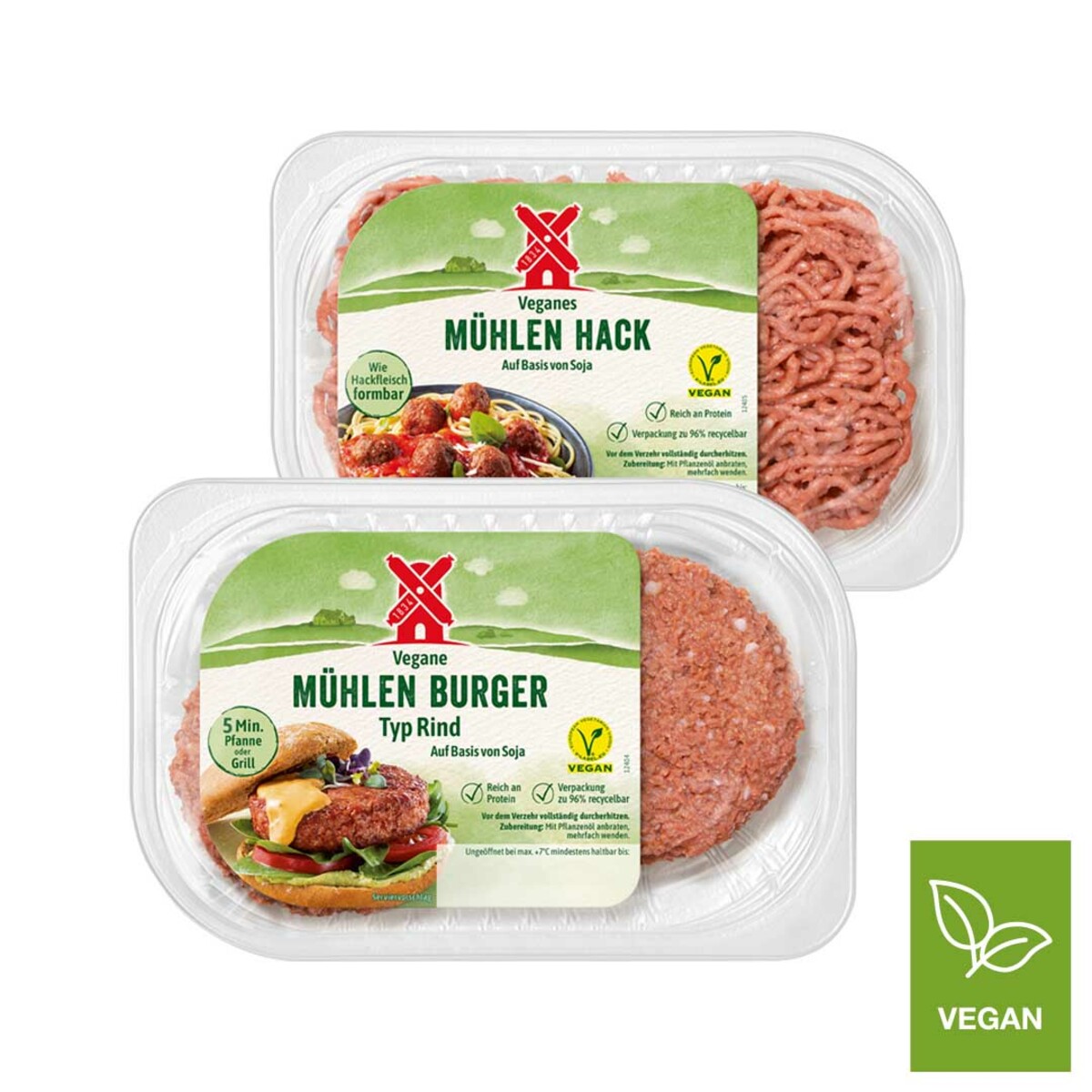 RÜGENWALDER MÜHLE VEGANE MÜHLEN BURGER TYP RIND auf der Basis von Soja ...