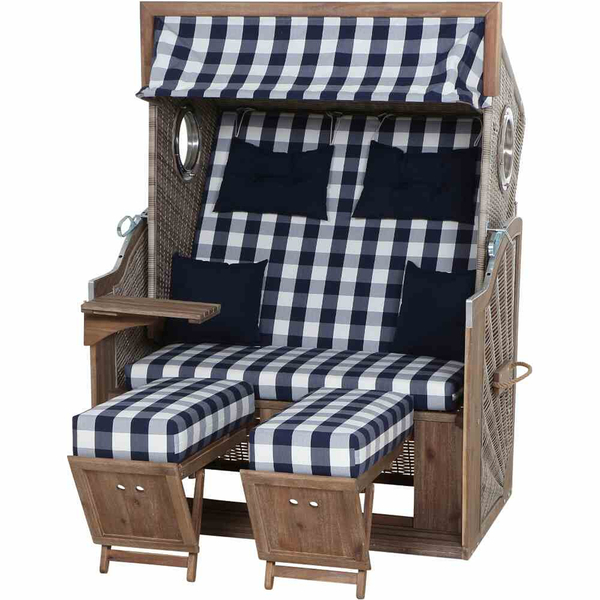 TRENDY BY DEVRIES Strandkorb Pure Greenline135, blau/beige kariert ansehen!