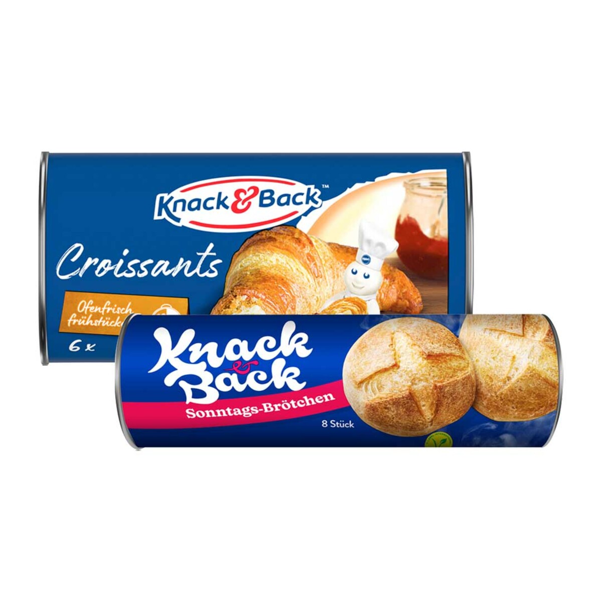 KNACK & BACK FERTIGTEIG CROISSANTS je 250-g-Dose oder SONNTAGS-BRÖTCHEN ...
