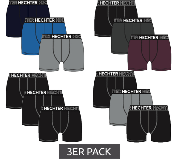 3er Pack HECHTER STUDIO Herren Boxershorts Baumwoll-Unterwäsche Schwarz ...
