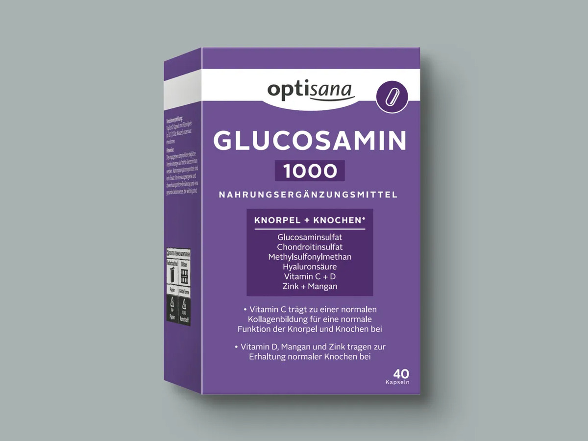 Optisana Glucosamin 1000 Knorpel + Knochen Kapseln, 39,8 g von Lidl ...