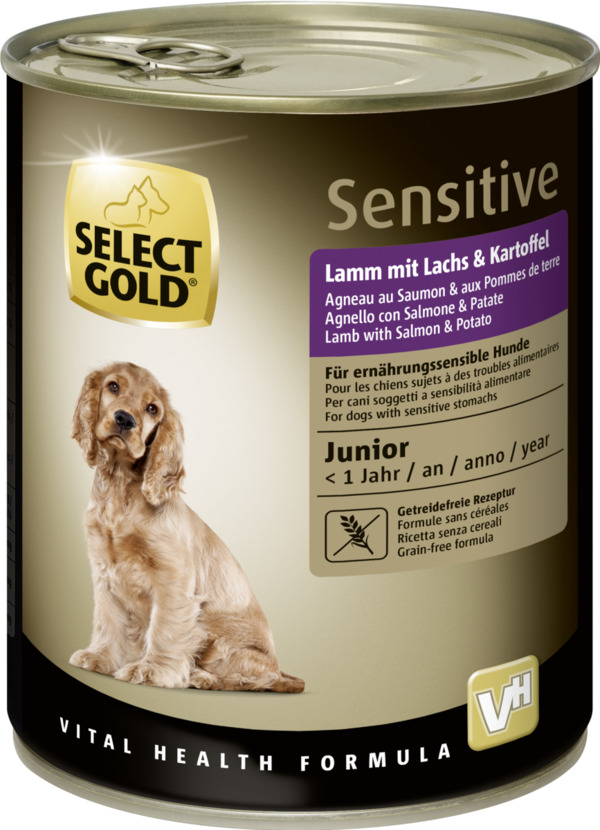SELECT GOLD Sensitive Junior Lamm mit Lachs & Kartoffel 24x800 g von ...