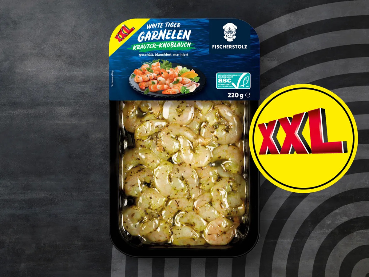 Fischerstolz ASC White Tiger Garnelen XXL, 220 g von Lidl ansehen!