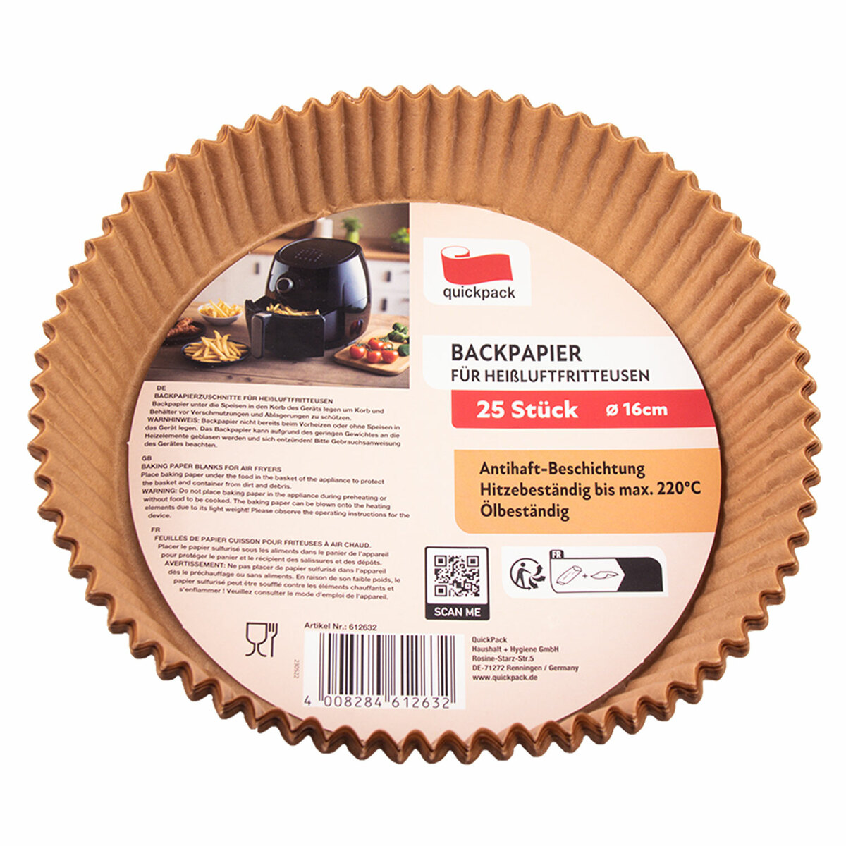 Quickpack Backpapier für Heißluftfritteusen 25 Stück von KODi ansehen!