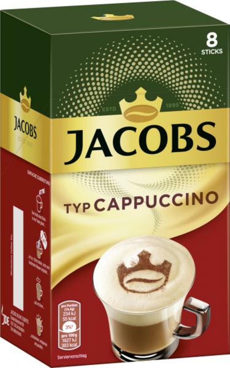 Jacobs Cappuccino, 8 Sticks mit Instant Kaffee von myTime.de für 3,29 ...