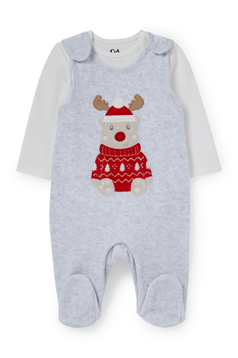C&A Rudolf-Weihnachts-Strampler-Set-2 teilig, Grau, Größe: 56 von C&A ...