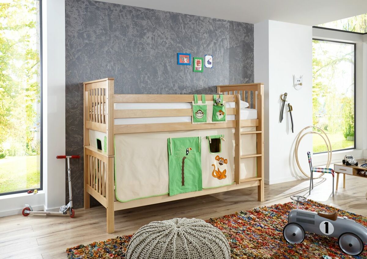 Relita Etagenbett Kick Buche massiv natur lackiert mit Textilset best ...