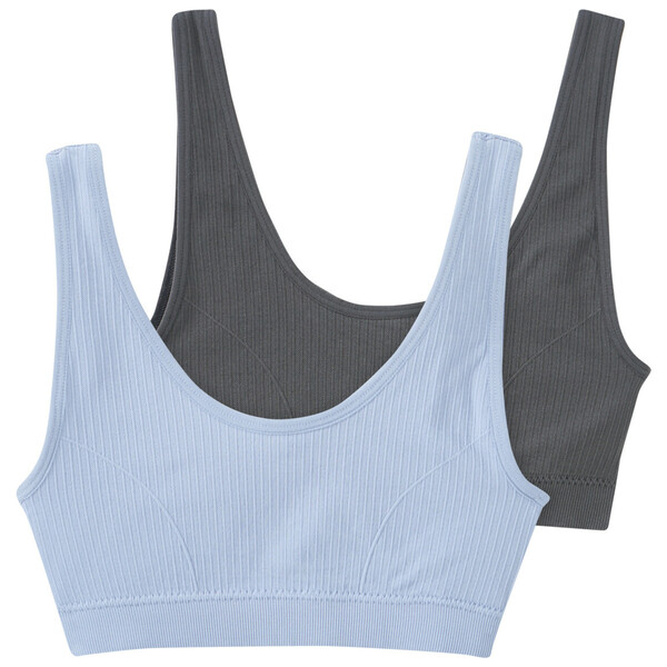2 Mädchen Seamless-Bustiers im Set HELLBLAU / DUNKELGRAU im Angebot ...
