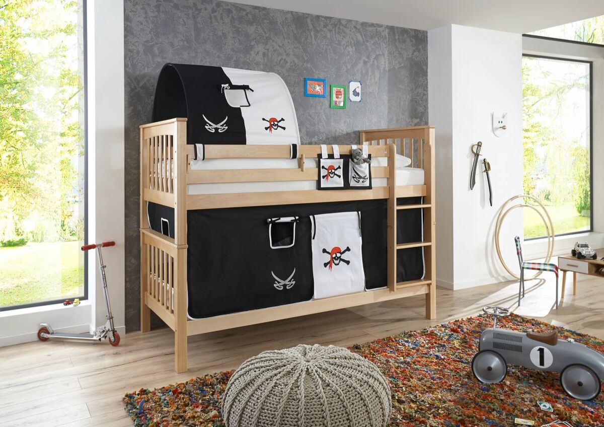 Relita Etagenbett Kick Buche massiv natur lackiert mit Textilset best ...