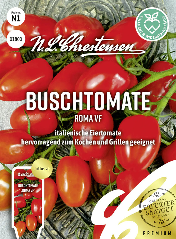N.L.Chrestensen Saatgut Buschtomate Roma VF ca. 30 Pflanzen von Globus ...