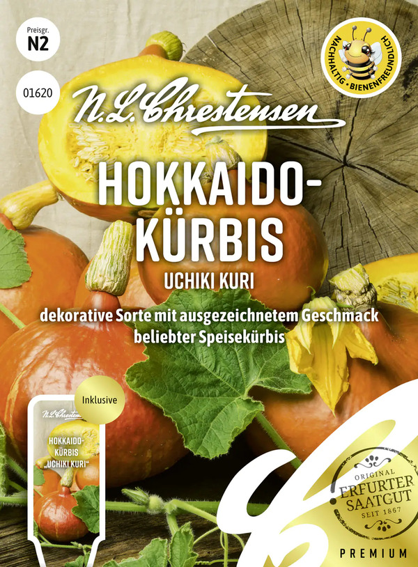 N.L.Chrestensen Saatgut Hokkaido Kürbis Uchiki Kuri ca. 8 Pflanzen von ...