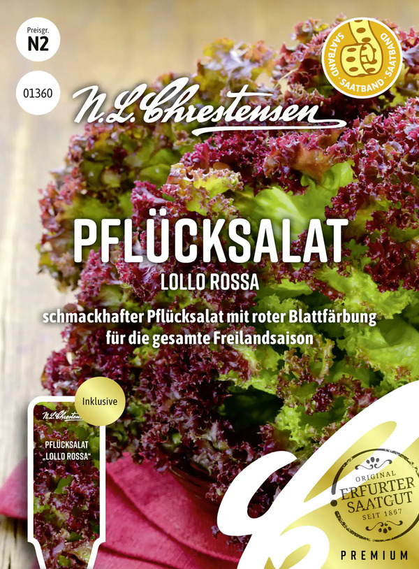 N.L.Chrestensen Saatgut Pflücksalat Lollo rossa 3 m Saatband von Globus ...