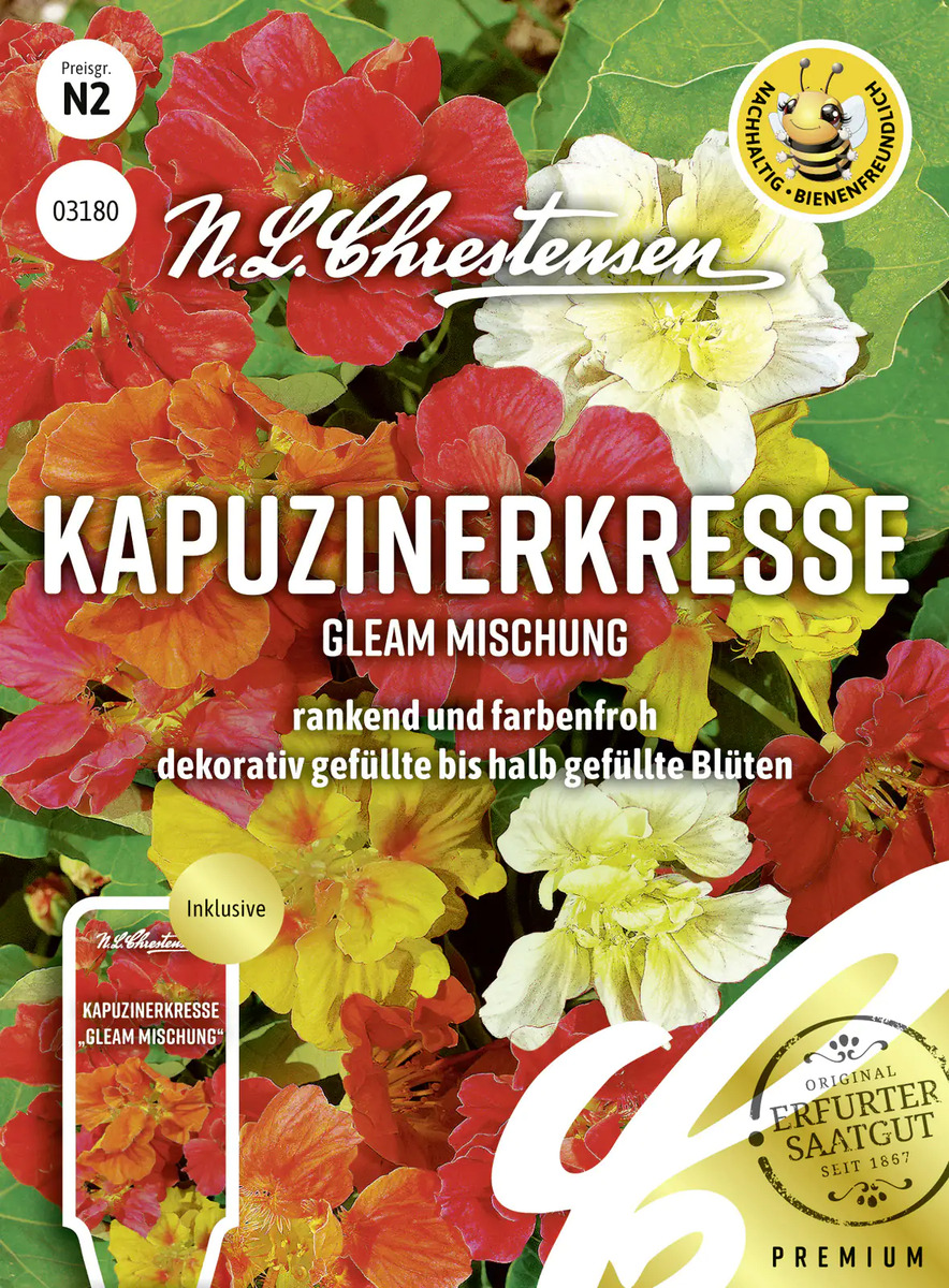 N.L.Chrestensen Saatgut Kapuzinerkresse Gleam Mischung ca. 30 Pflanzen ...