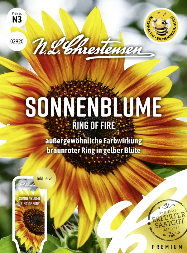 N.L.Chrestensen Saatgut Sonnenblume Ring of Fire ca. 25 Pflanzen von ...