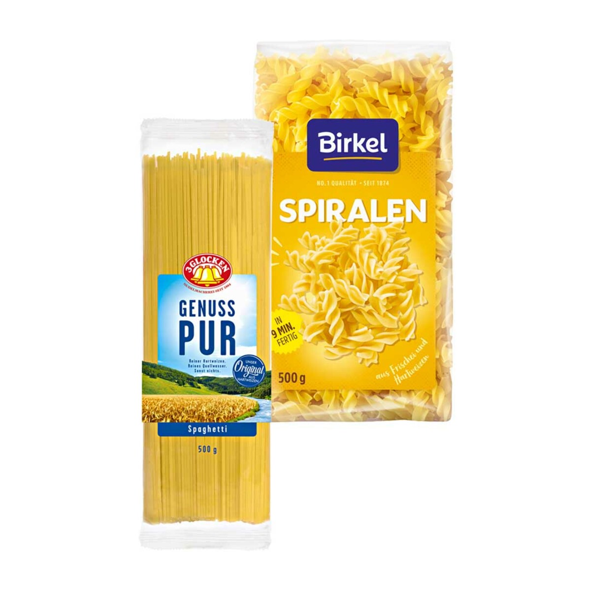 3 GLOCKEN GENUSS PUR oder BIRKEL NUDELN versch. Sorten, je 500-g-Btl ...
