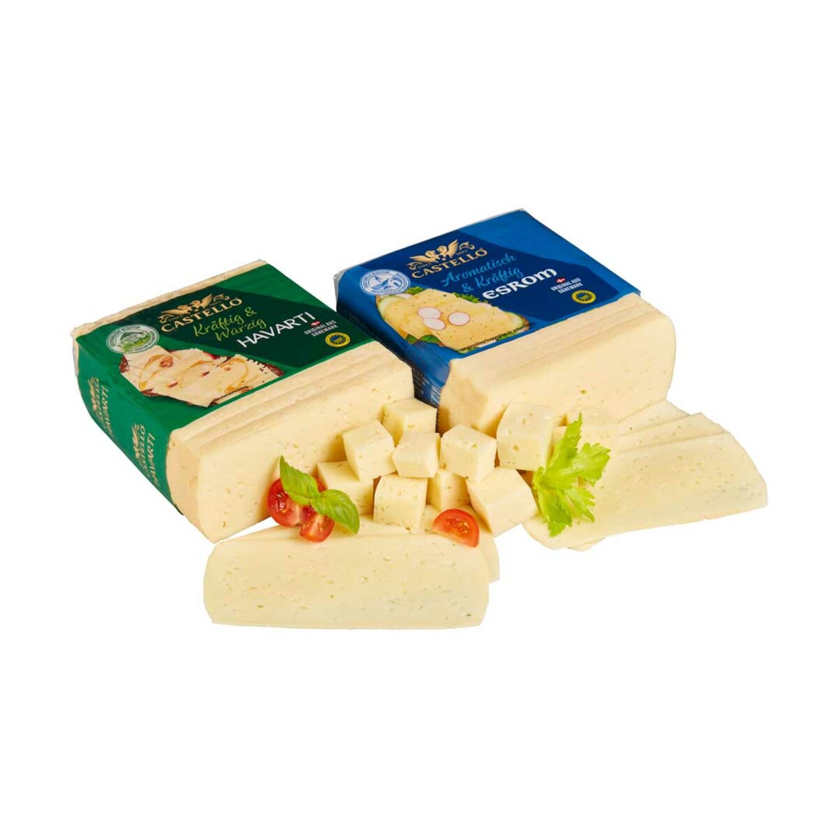 CASTELLO ESROM oder HAVARTI dän. Schnittkäse, 45% Fett i. Tr., je 100 g ...