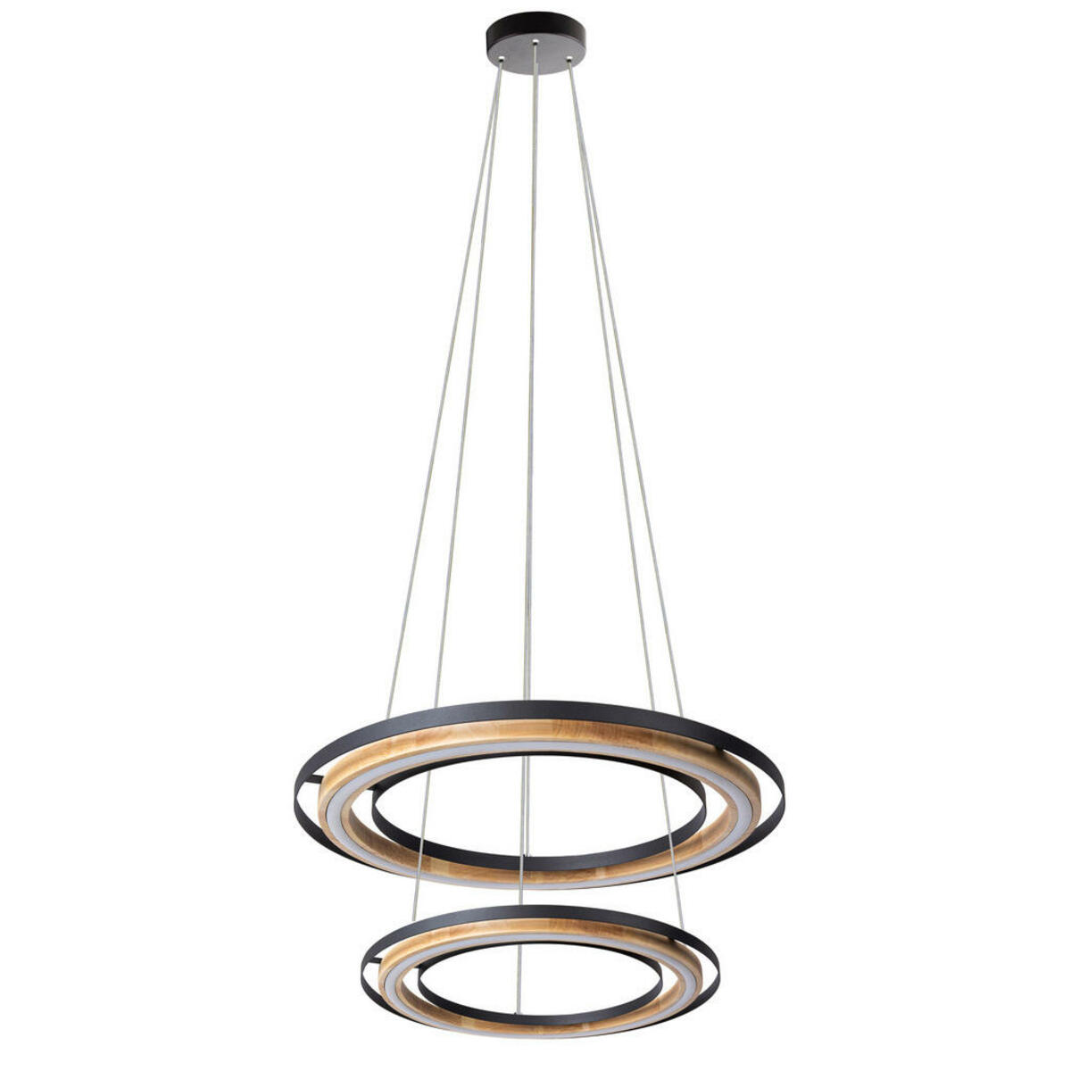 Led-Hängeleuchte Rilas, Schwarz, Eukalyptusholz, Holz, Metall, Bambus ...