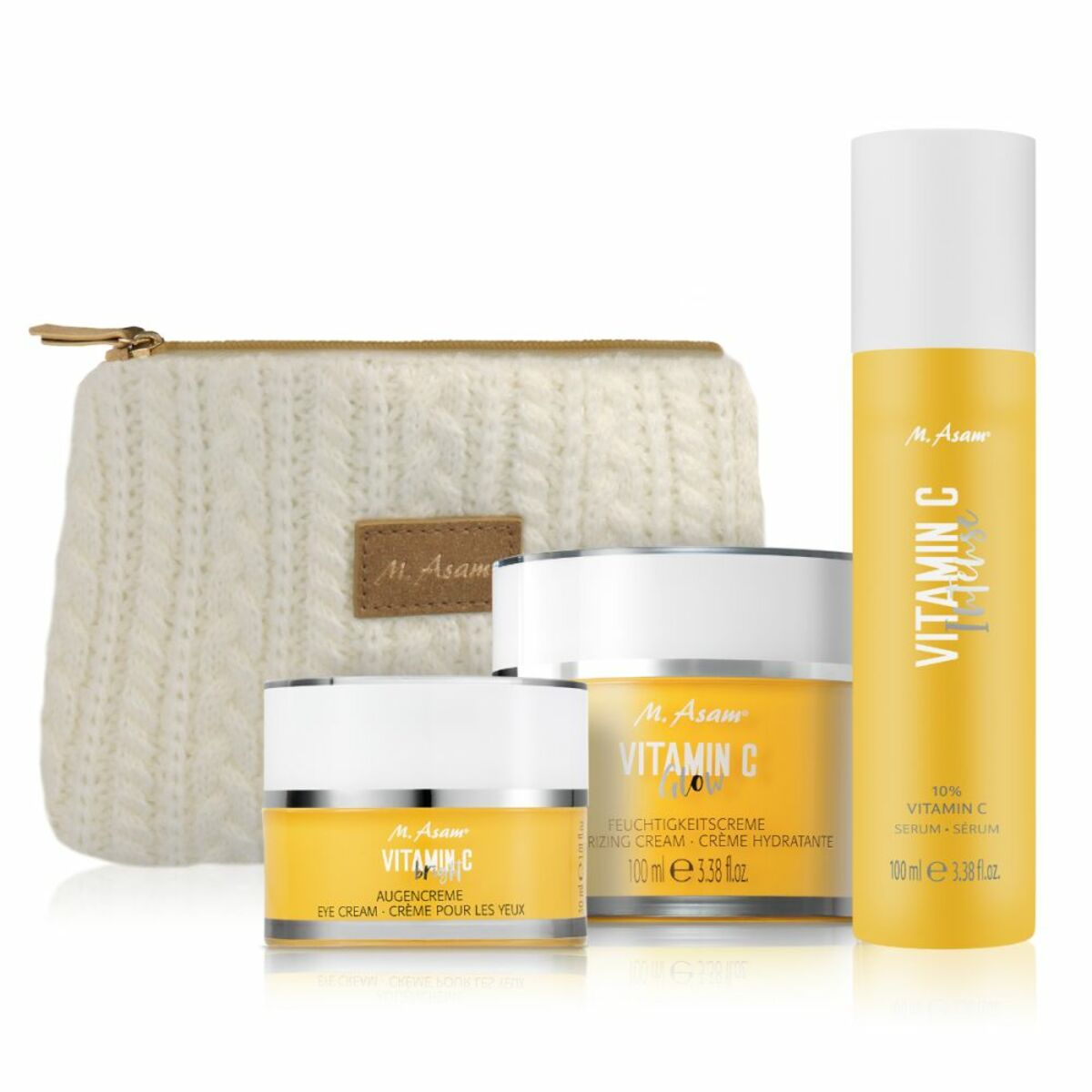 VITAMIN C Set aus Serum, Glow Creme & Augencreme mit Kosmetiktasche ...