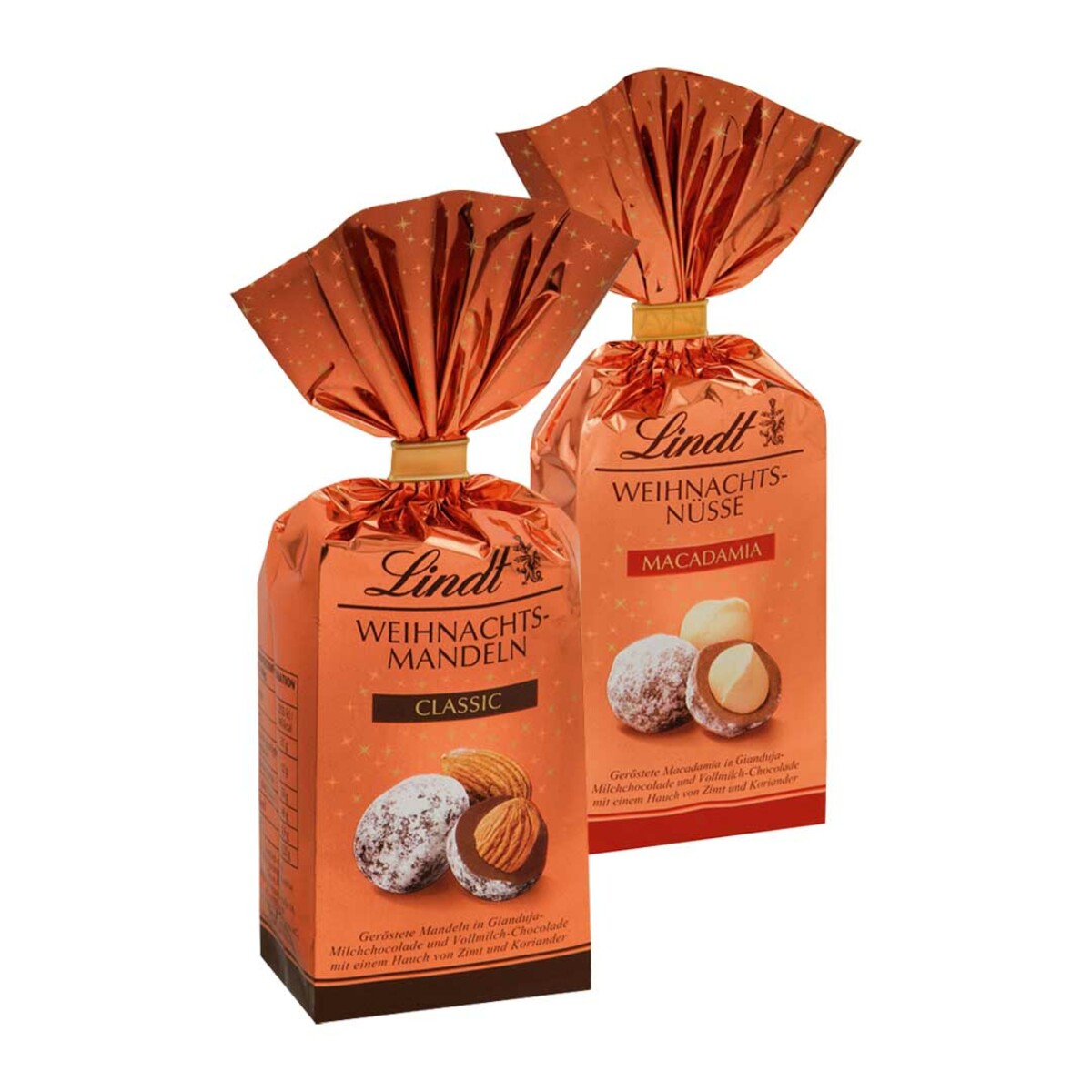 LINDT WEIHNACHTSMANDELN oder -MACADAMIA und weitere Sorten, je 100-g ...