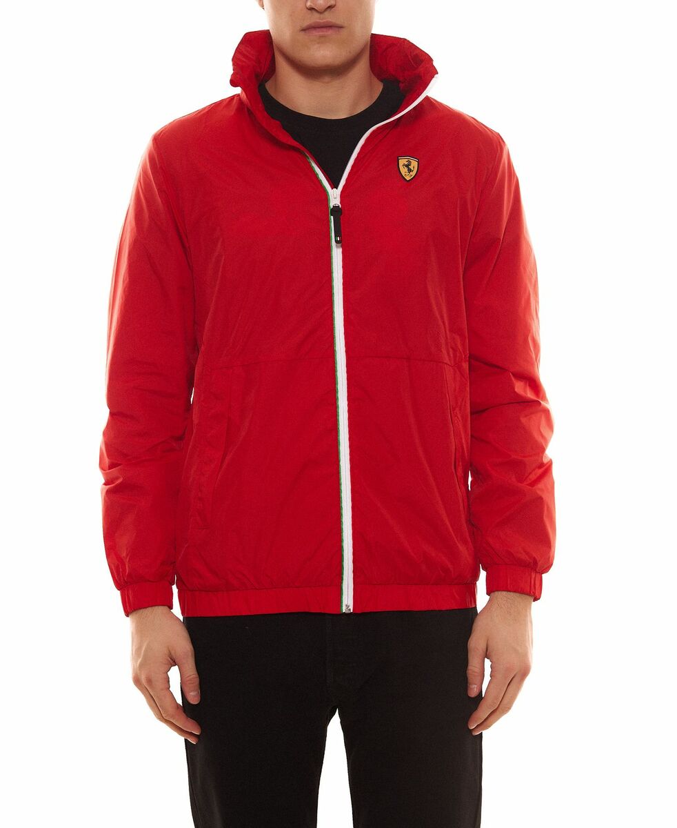 Scuderia Ferrari Herren Windbreaker Regen-Jacke mit Kapuze Rot ansehen!