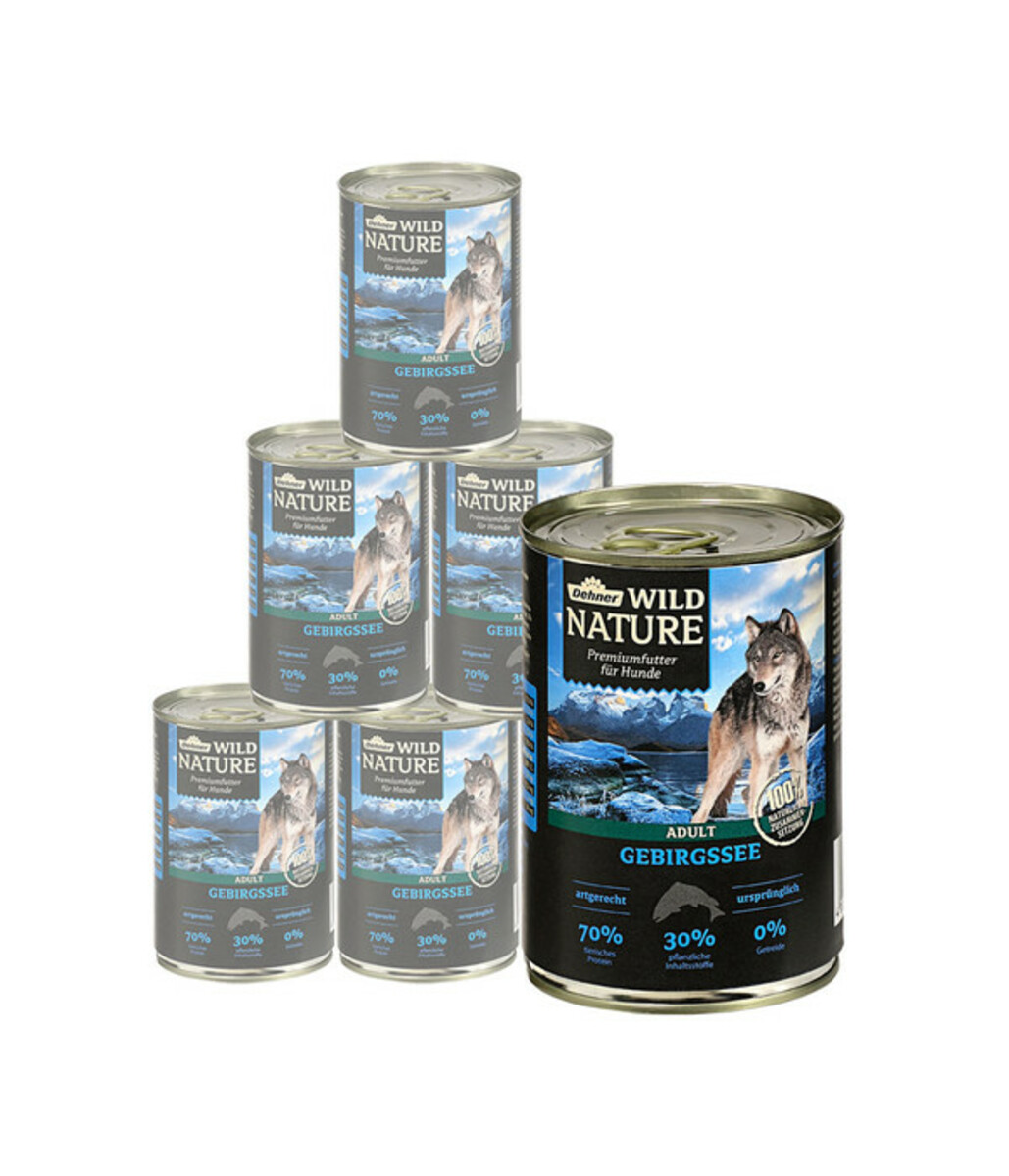 Dehner Wild Nature Nassfutter für Hunde Gebirgssee Adult, 6 x 400 g/800 ...