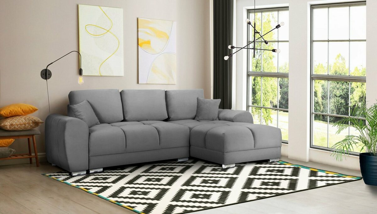 INOSIGN Ecksofa Azzuro, incl. Bettfunktion und Bettkasten, Grau von ...