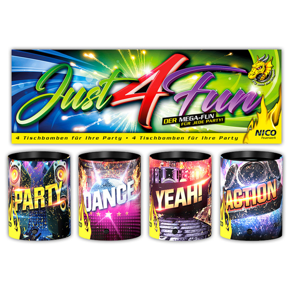 Nico Feuerwerk Just 4 Fun Mini-Tischbomben 4-teilig von Norma ansehen!