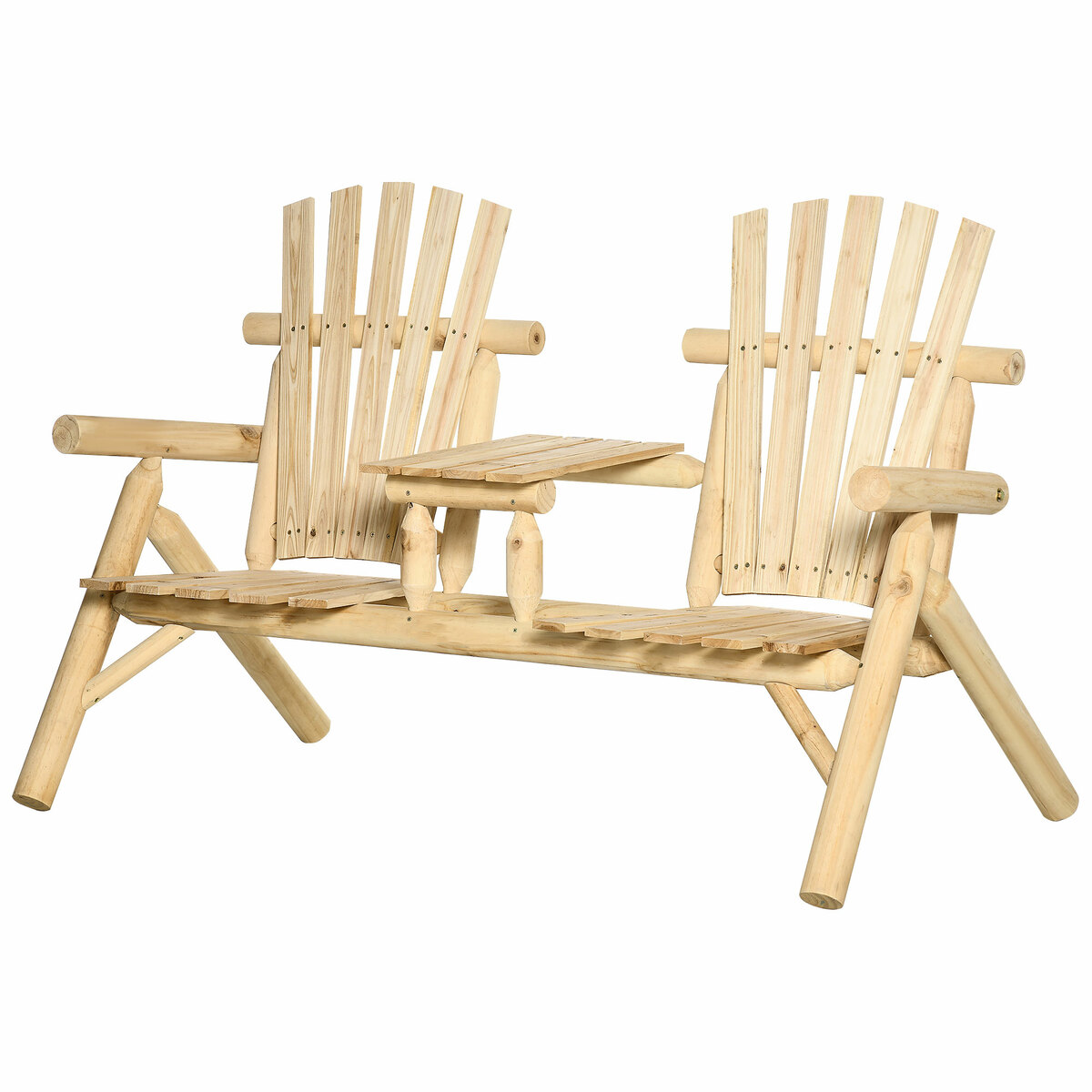 Outsunny Gartenbank mit Tisch, Sitzbank für 2 Personen, Holzbank ...