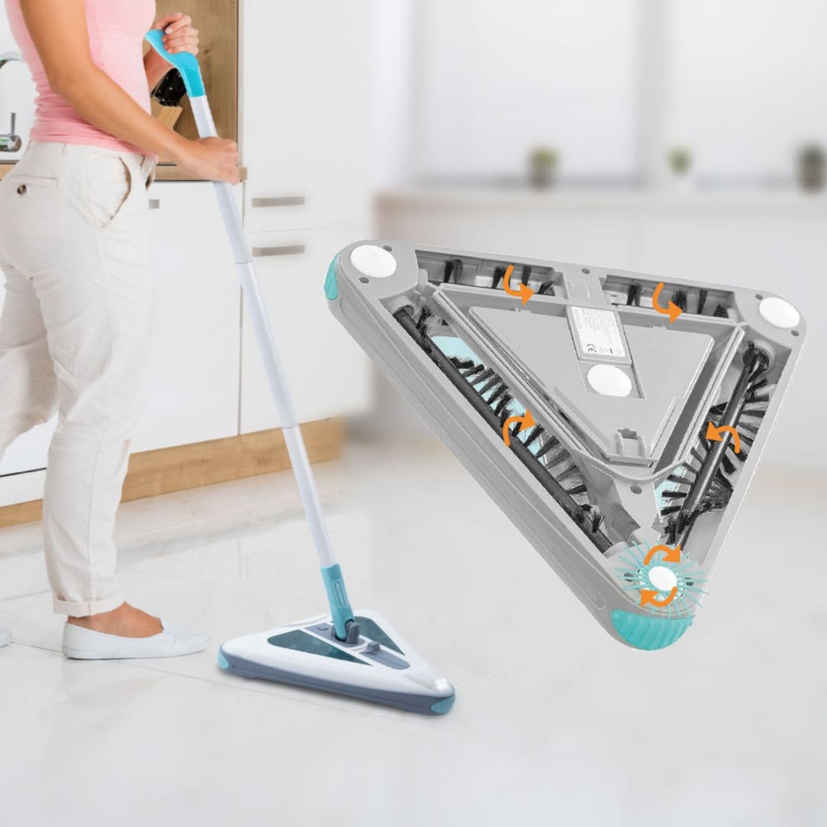 Livington DeeperSweeper kabelloser Akku-Bodenreiniger mit 4 Bürsten ...