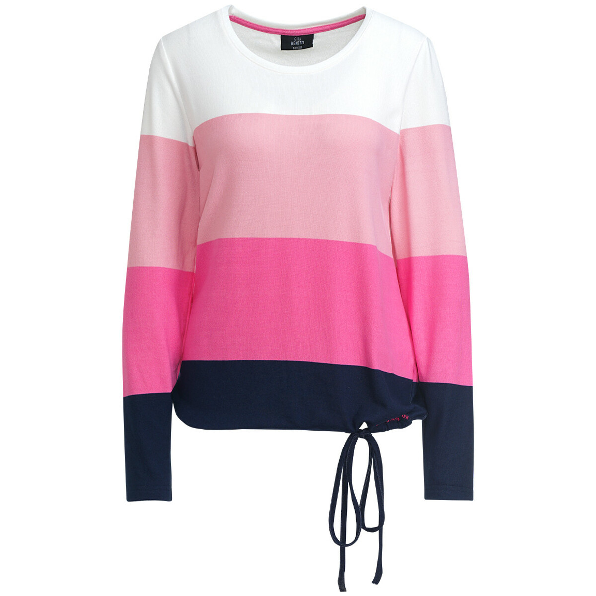 Damen Langarmshirt im Colourblocking-Look PINK / DUNKELBLAU / WEISS von ...