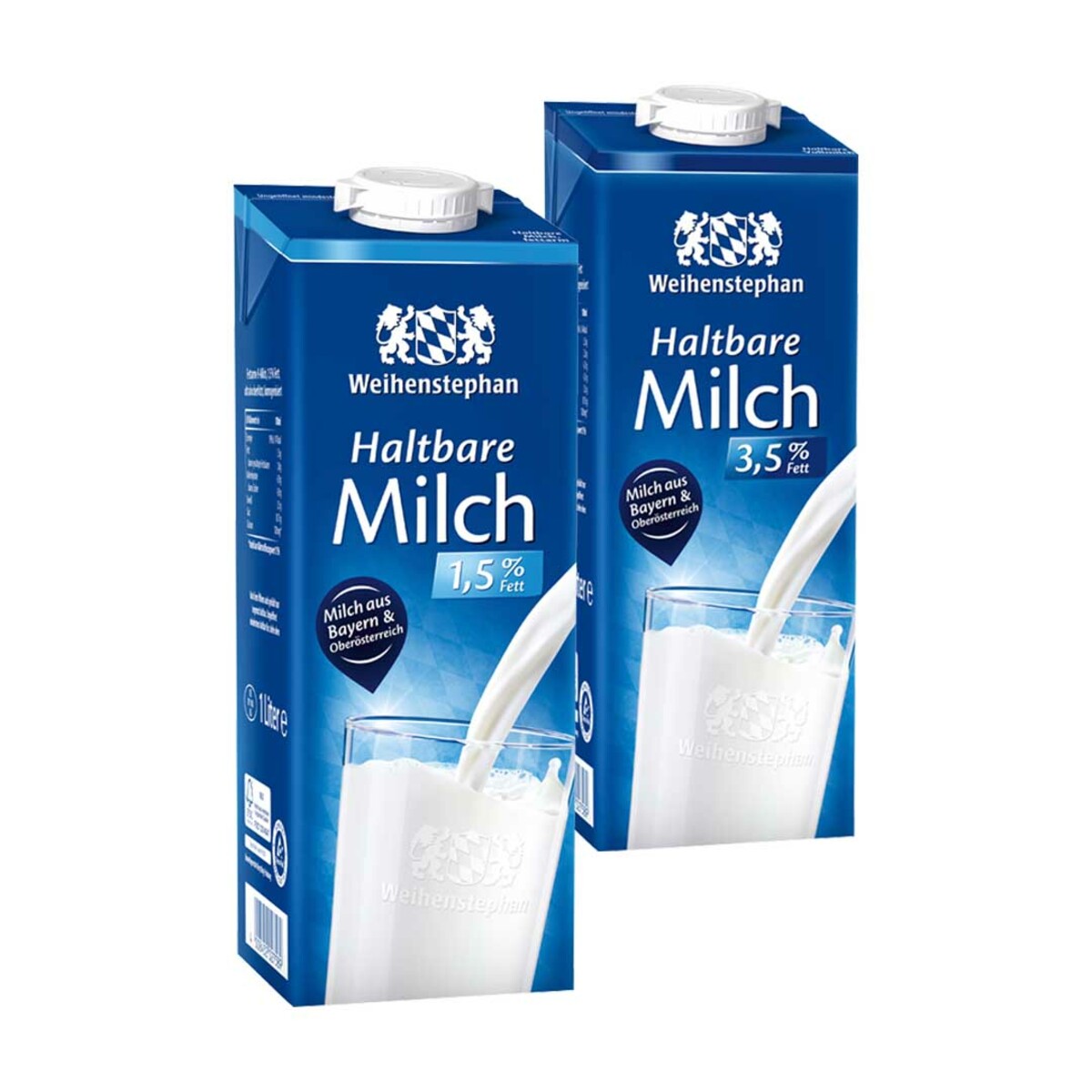 WEIHENSTEPHAN HALTBARE MILCH 1,5/3,5% Fett, je 1-l-Pckg. ansehen!