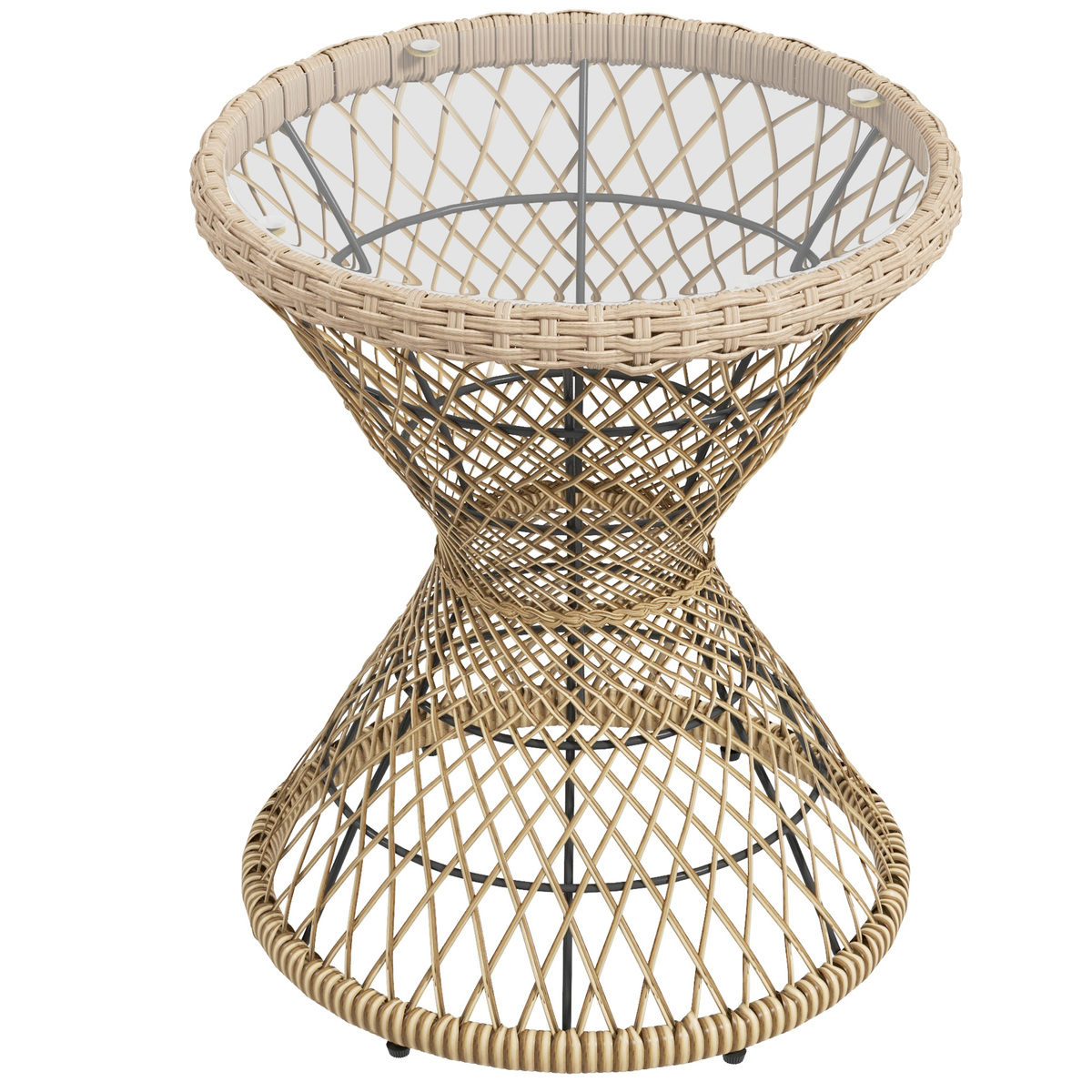 Outsunny Beistelltisch Rattan Gartentisch, 45 x 45 cm Couchtisch mit UV ...