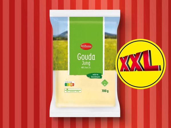 Milbona Gouda Jung am Stück XXL, 700 g von Lidl ansehen!