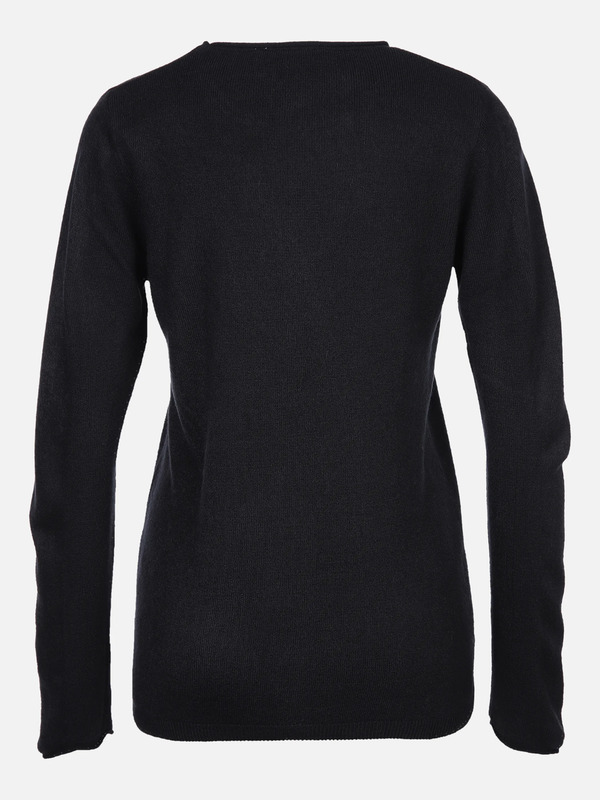Damen Pullover "Cashmere-Like" unifarben Schwarz von AWG Mode ansehen!