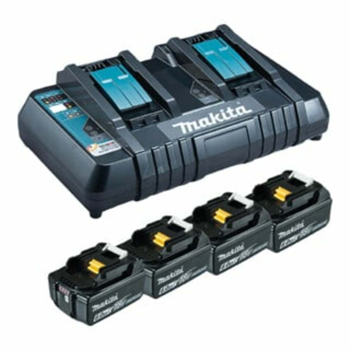 Makita Power Source Kit Li 18V 4x 6Ah Akkus + Doppelladegerät ansehen!